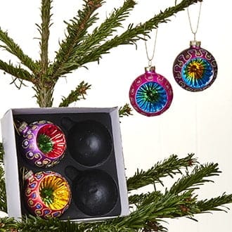 Glass julekuler med refleks, med snor – Diameter 6 cm. 4 stk. i eske ...